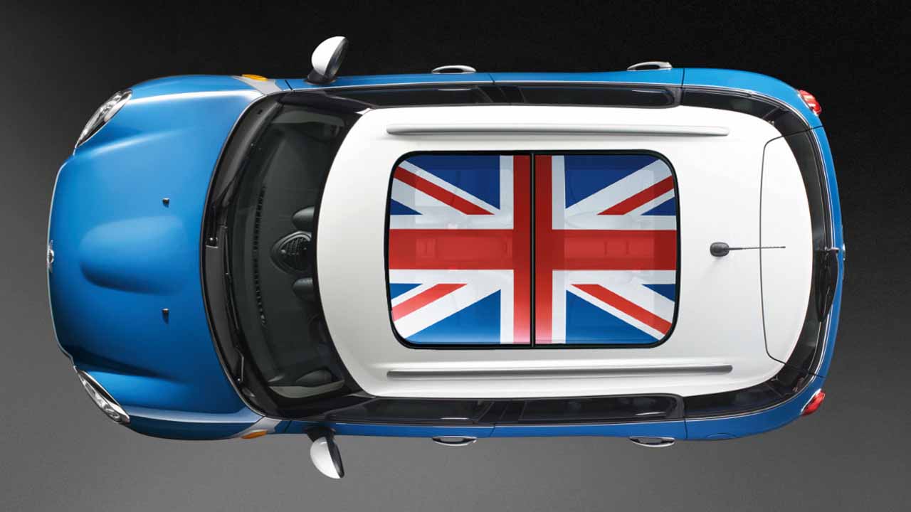 Roof graphic in Union Jack design for sunroof